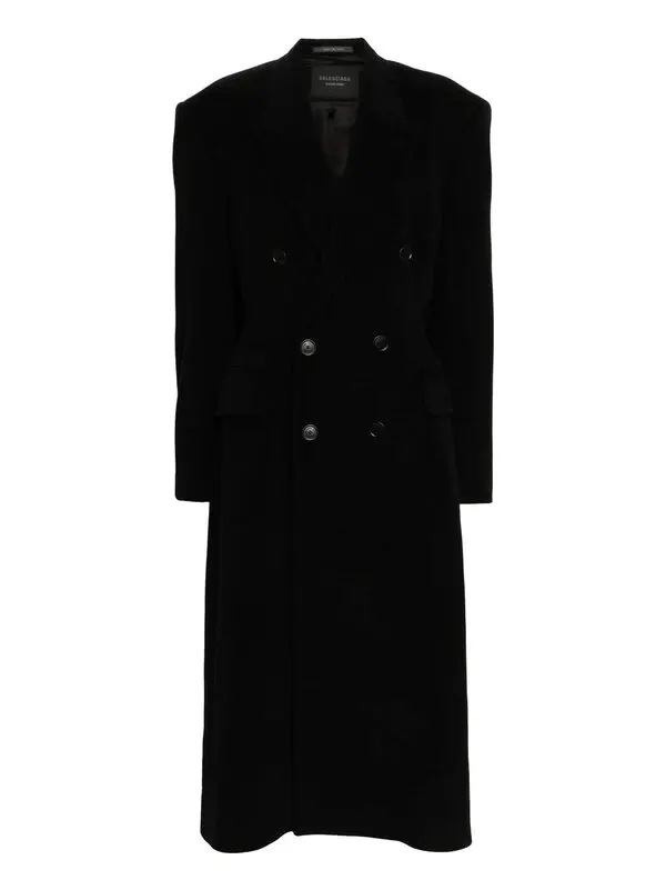 Balenciaga Cashmere And Wool Cinched Coat - Black