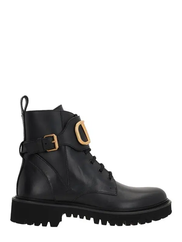 Valentino Garavani Leather Ankle Boots - Black