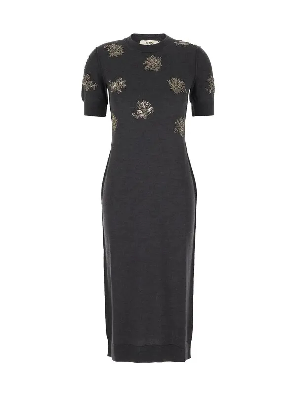 Fendi Embellished Knit Dress - Multicolor