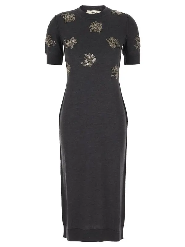Fendi Embellished Knit Dress - Multicolor
