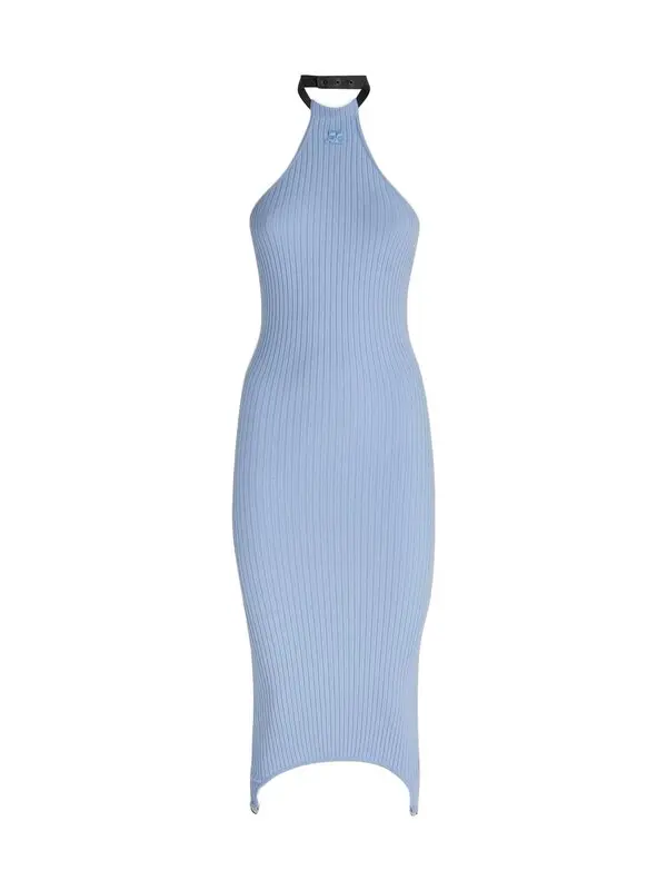 COURREGES Halter Neck Ribbed Dress - Multicolor