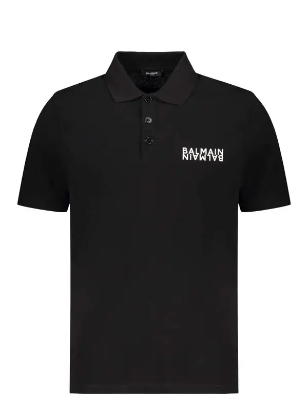 Balmain Cotton Polo Shirt - Black