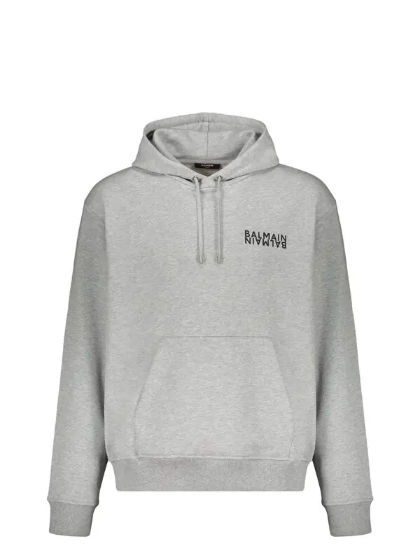 Balmain Logo Motif Hoodie - Gray