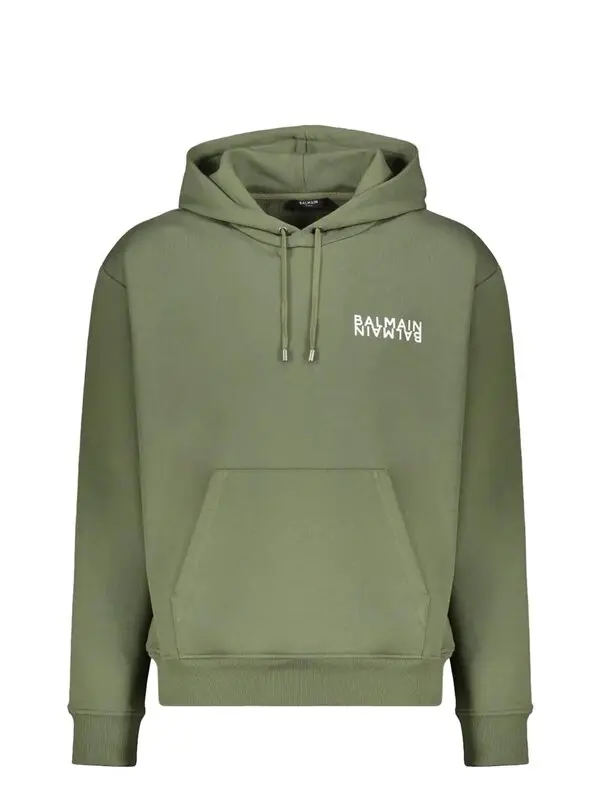Balmain Logo Motif Hoodie - Green