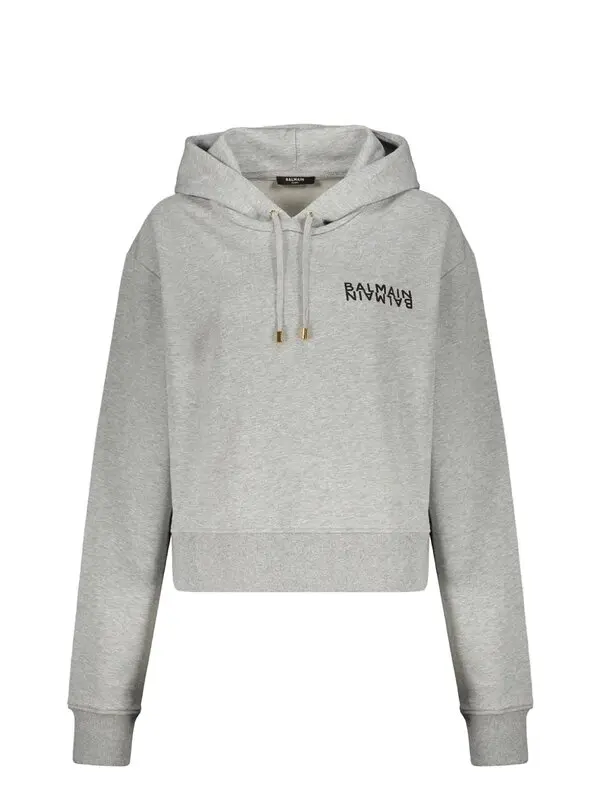 Balmain Logo Hoodie - Gray