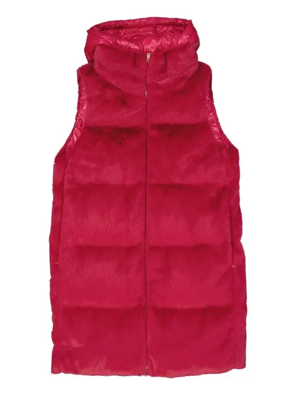 Herno Padded Faux Fur Vest Coat - Pink