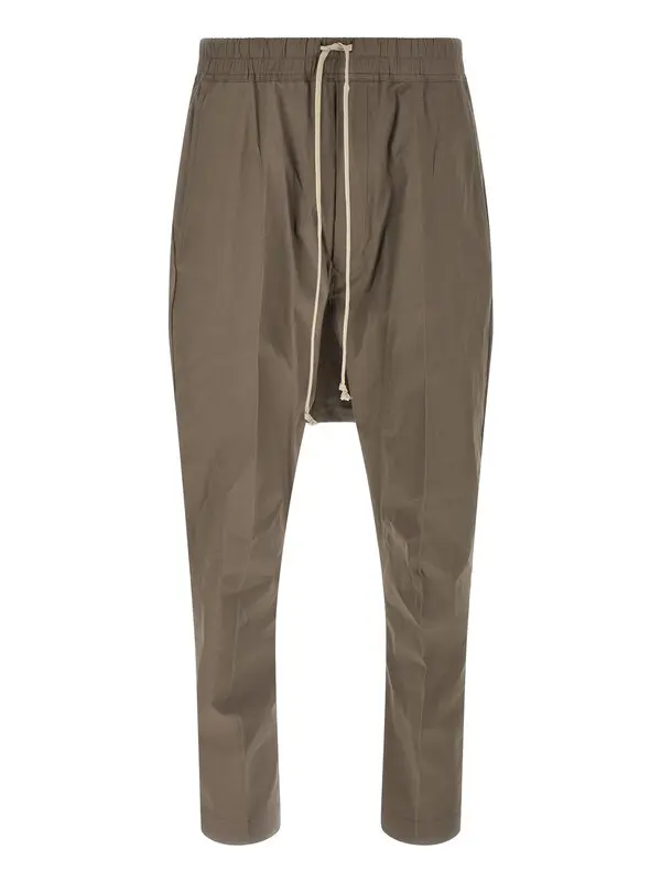 Rick Owens Cotton Poplin Drawstring Trousers - Gray