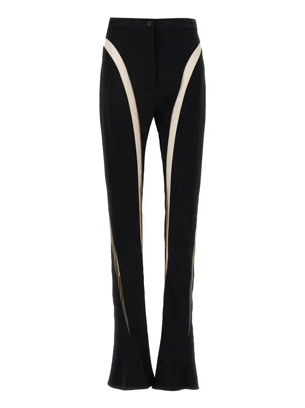 MUGLER Mesh Insert Leggings - Black