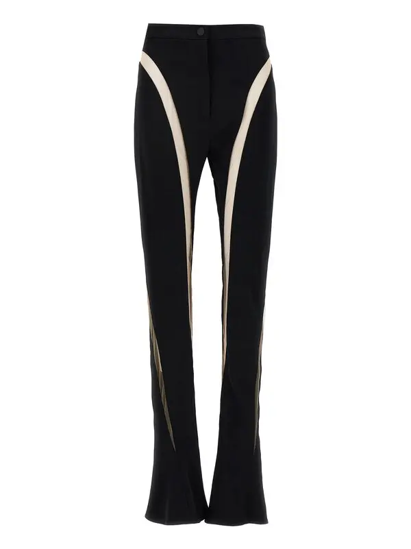 MUGLER Mesh Insert Leggings - Black