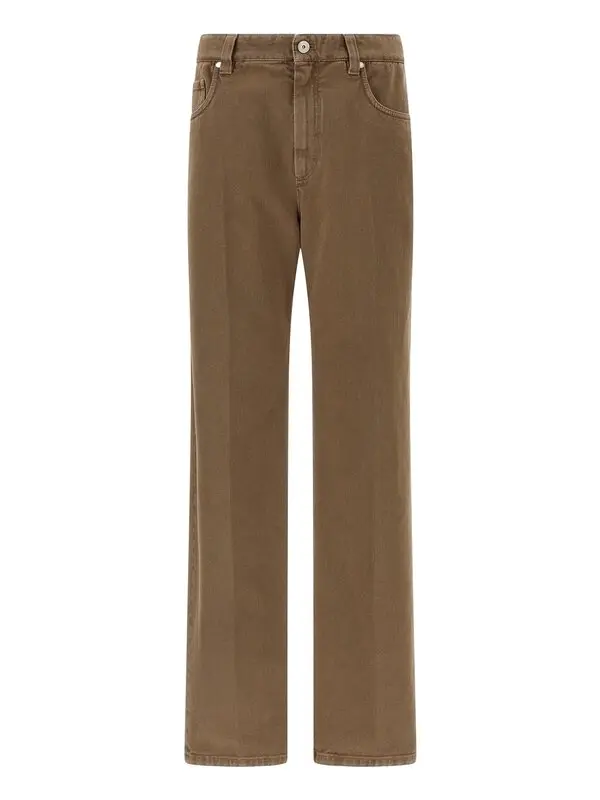 Brunello Cucinelli Garment-dyed Denim Trousers - Cream