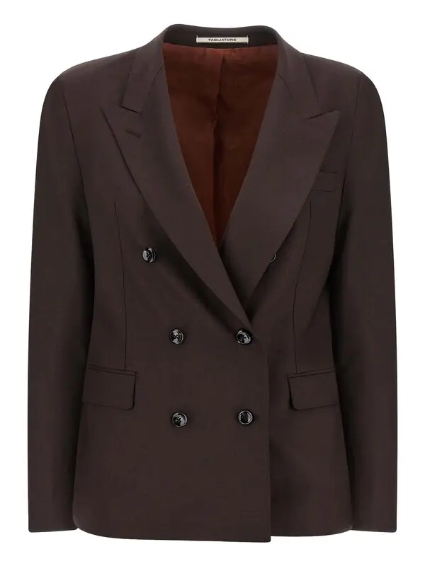 Tagliatore Parigi Bi-stretch Virgin Wool Double-breasted Blazer - Brown