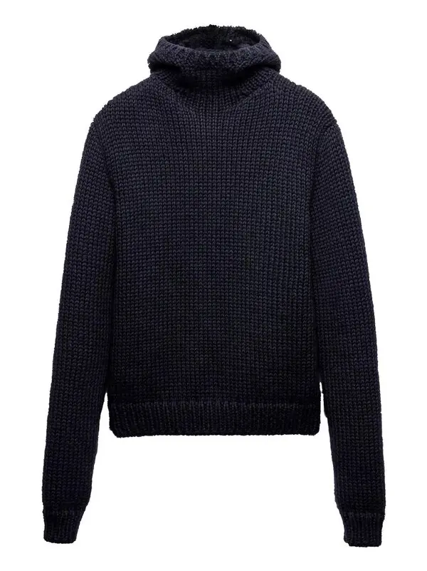 Prada Wool Hooded Sweater - Blue