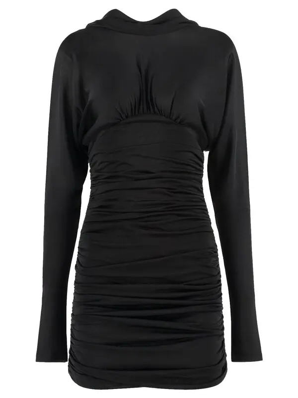 Saint Laurent Cowl Back Mini Dress - Black