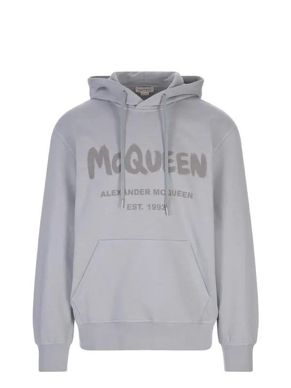 Alexander McQueen Logo Cotton Hoodie - Gray