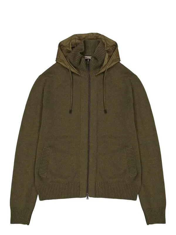 Herno Cashmere Zipped Hooded Sweater - Green