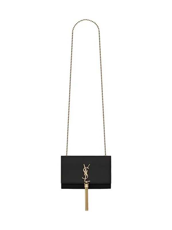 Saint Laurent Grain Leather Tassel Shoulder Bag - Black