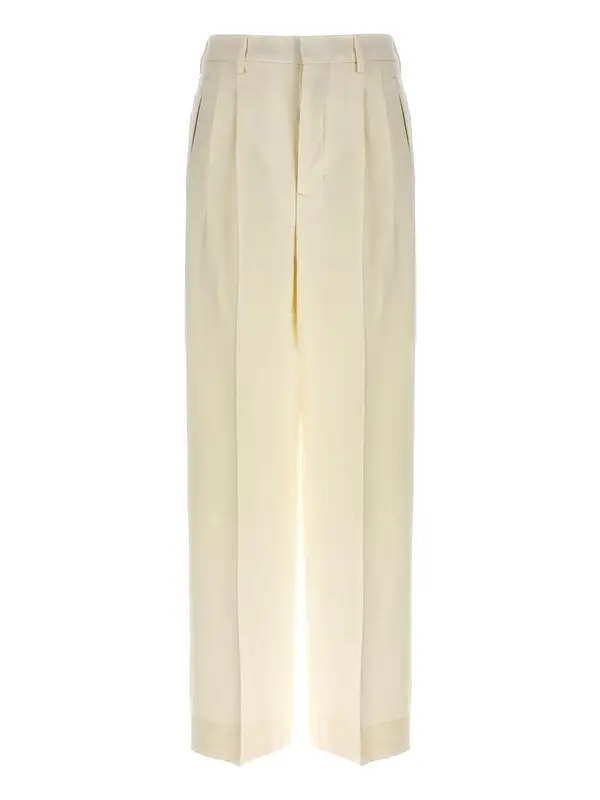 AMI Paris Tailored Wool Pleated Trousers - White