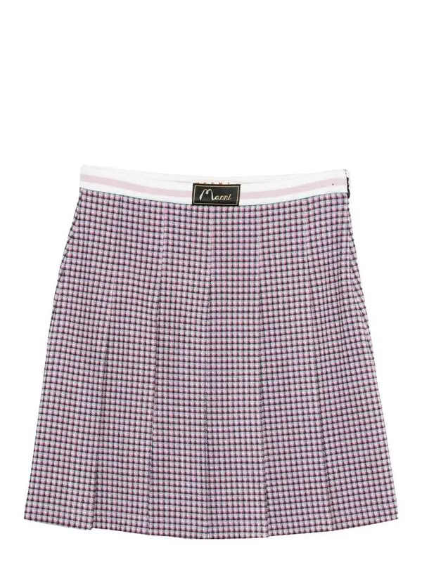 Marni Pleated Check Pattern Skirt - Pink