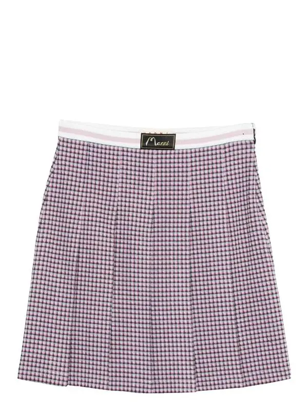 Marni Pleated Check Pattern Skirt - Pink