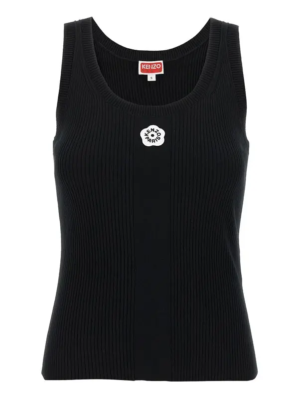 Kenzo Boke Flower 2.0 Ribbed Viscose Top - Black