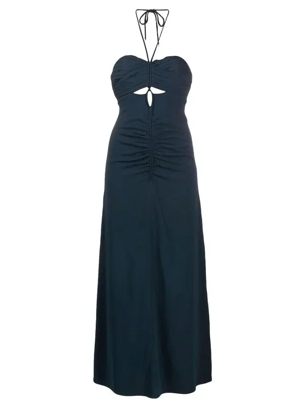SELF-PORTRAIT Cut-out Ruched Maxi Dress - Gray