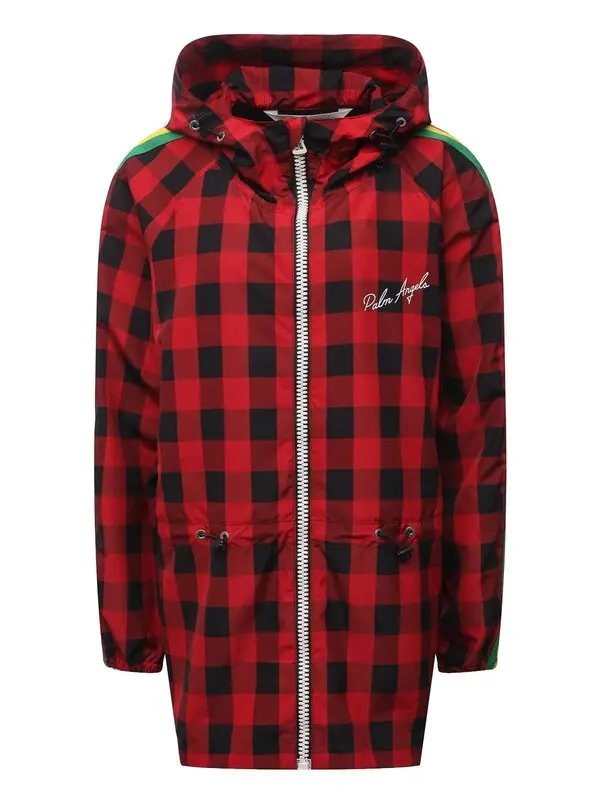Palm Angels Checkered Windbreaker Jacket - Red