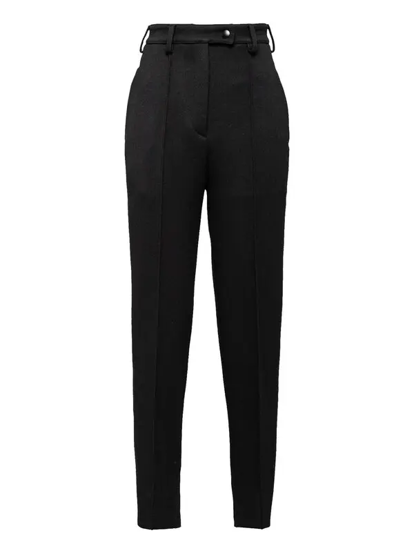 Prada Virgin Wool High Rise Trousers - Black