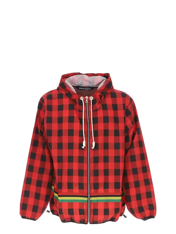 Palm Angels Checked Windbreaker Jacket - Red