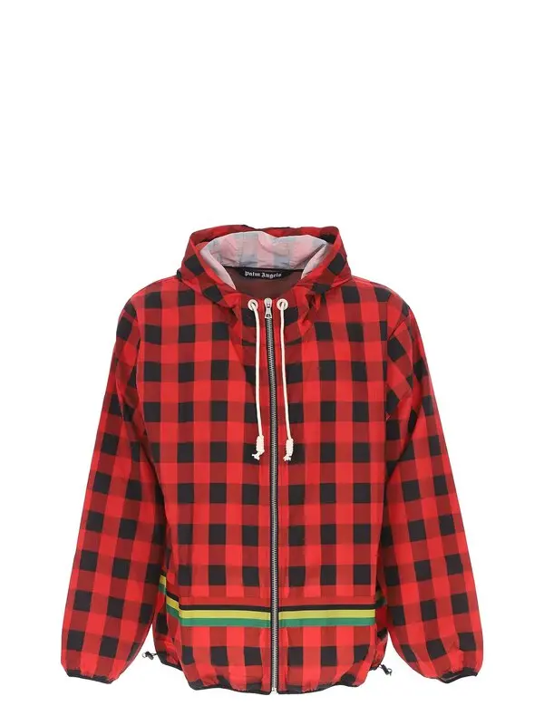 Palm Angels Checked Windbreaker Jacket - Red
