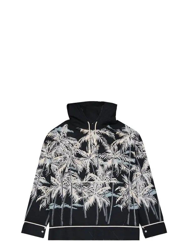 Palm Angels Hooded Printed Shirt - Black
