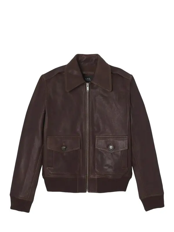 A.p.c. Leather Blouson Gaelle - Brown