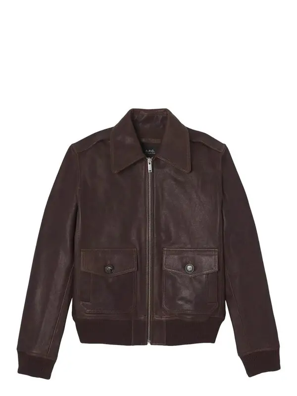 A.p.c. Leather Blouson Gaelle - Brown
