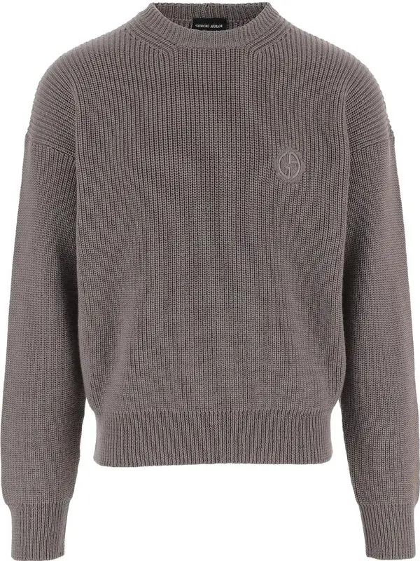 Giorgio Armani Virgin Wool Crewneck Sweater - Gray