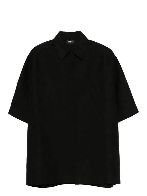 Fendi Linen Ff Jacquard Oversize Shirt - Black