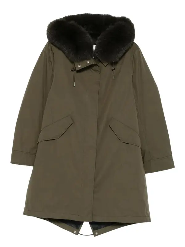 YVES SALOMON Fur Hood Long Parka - Green
