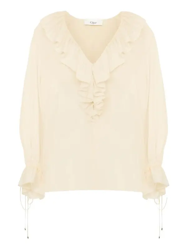 Chloé Silk Ruffle Blouse - Multicolor