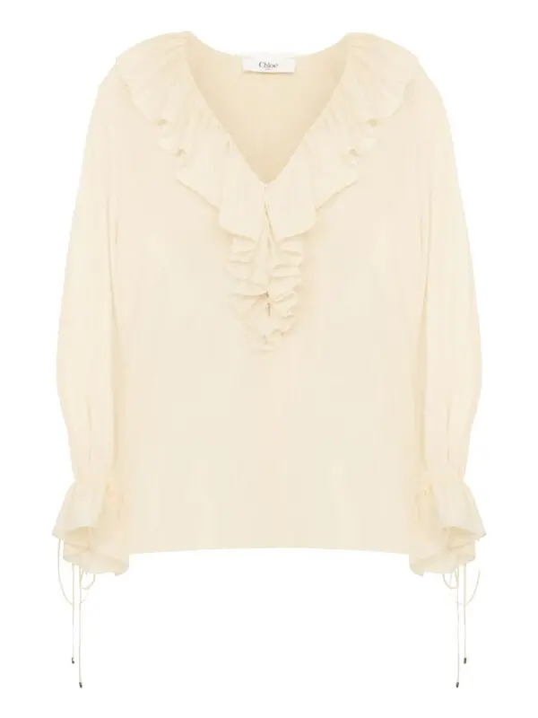 Chloé Silk Ruffle Blouse - Multicolor