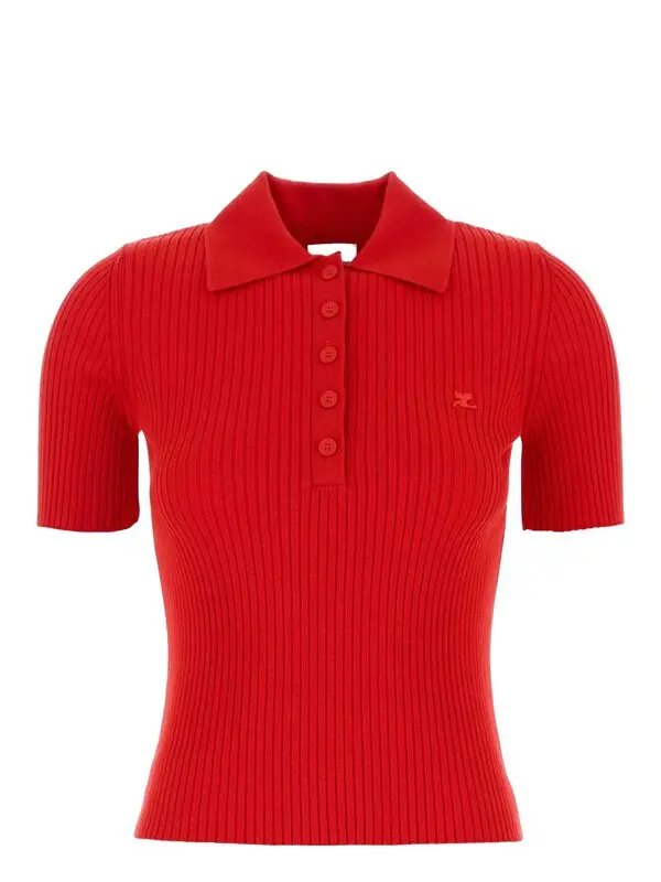 COURREGES Viscosa Blend Polo Shirt - Pink