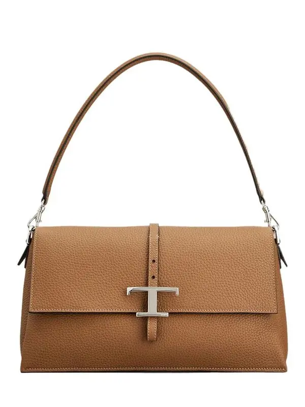 TOD'S T Timeless Small Leather Flap Bag - Brown