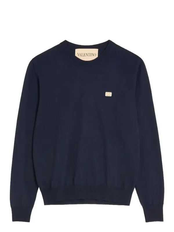 Valentino Garavani Wool Vlogo Patch Jumper - Blue