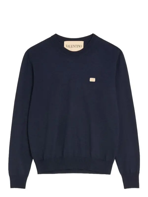 Valentino Garavani Wool Vlogo Patch Jumper - Blue