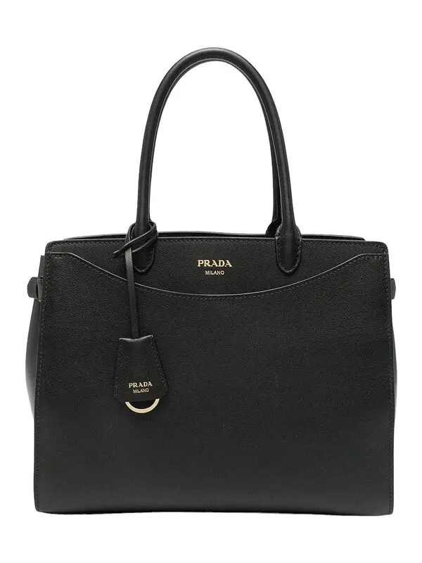 Prada Prelude Large Leather Tote Bag - Black