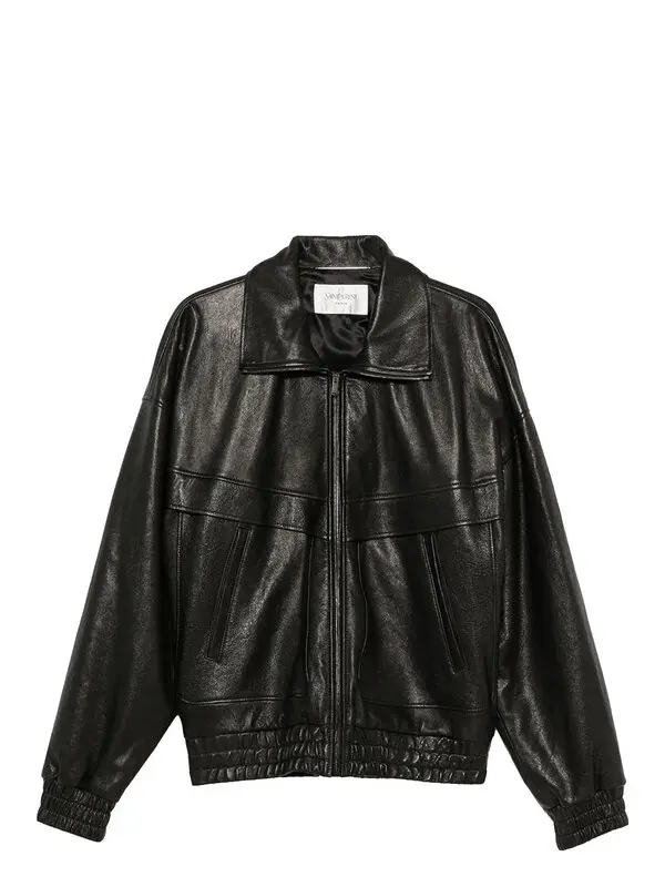 Saint Laurent Jacket In Bubbled Lambskin - Black