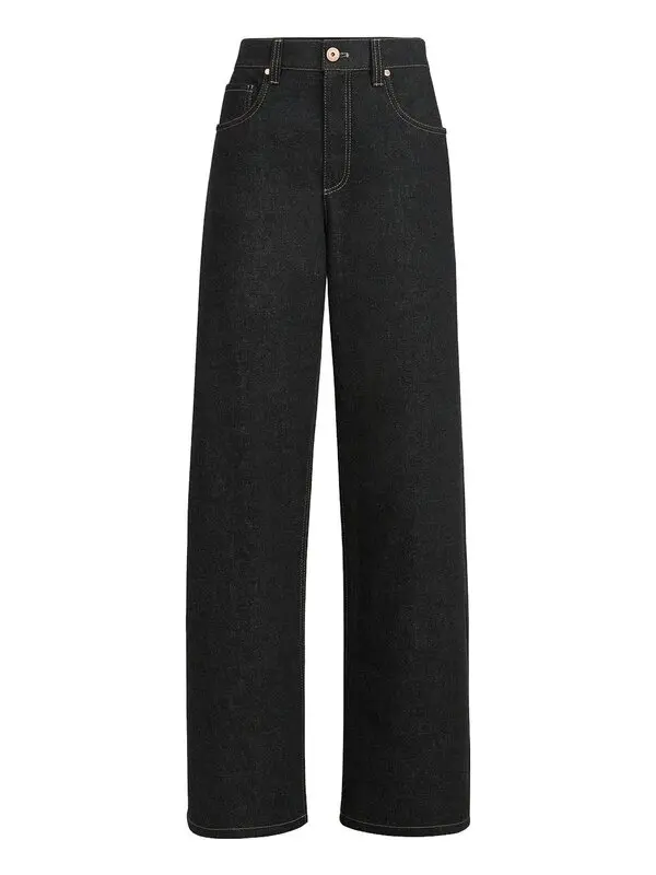 Brunello Cucinelli Loose Barrel No Fade Denim Trousers - Black