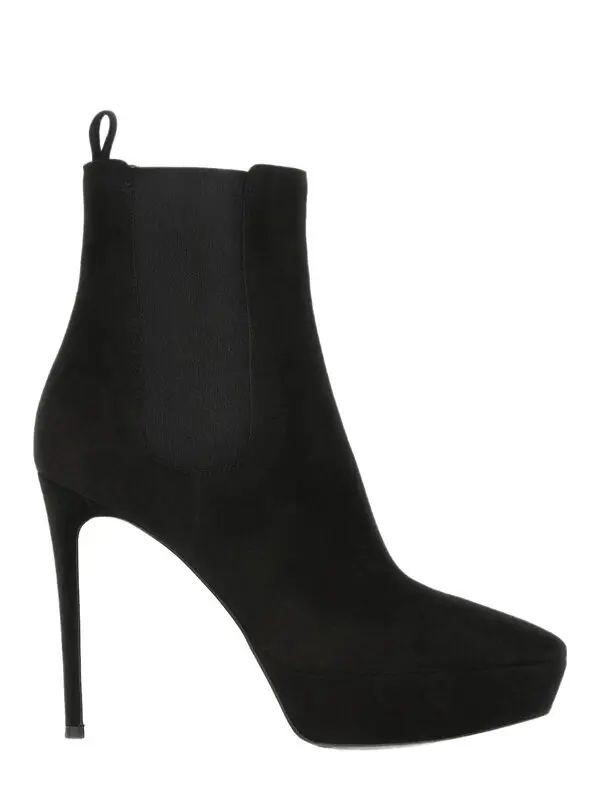 GIANVITO ROSSI Suede Platform Booties - Black
