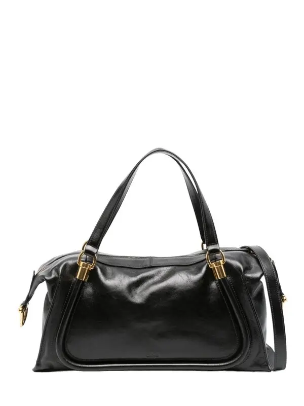 Chloé Calf Leather Glossed Shoulder Bag - Black