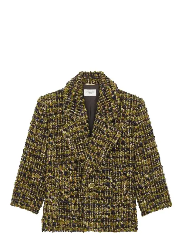 Saint Laurent Single-breasted Jacket In Tweed - Green