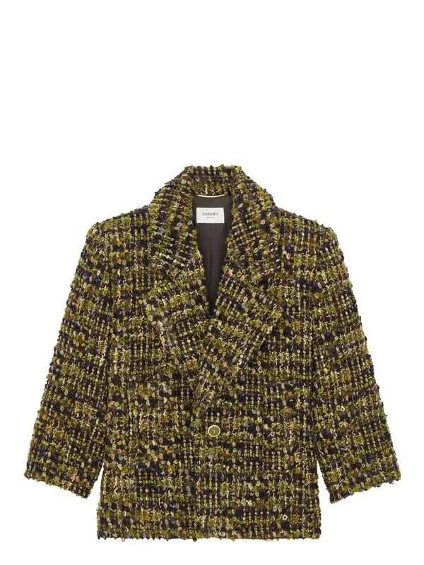 Saint Laurent Single-breasted Jacket In Tweed - Green