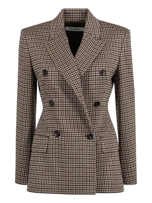 Max Mara Eccelso Wool Blend Double Breasted Blazer - Brown