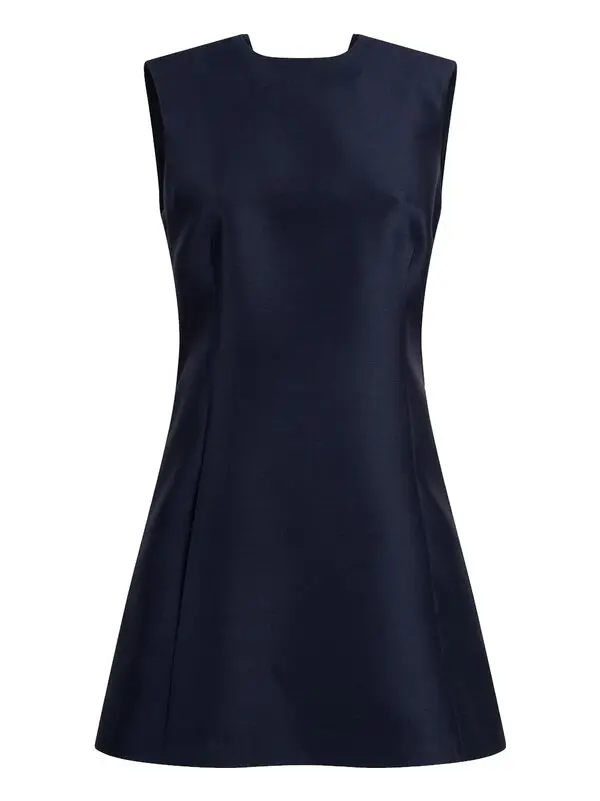 Balenciaga Wool Mini Dress With Button - Blue